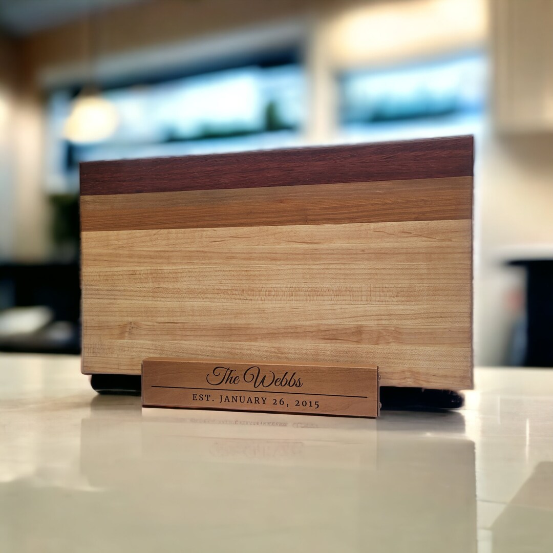 Metal Cutting Board Stand Photo Album Stand Metal Stand With Engraved ...