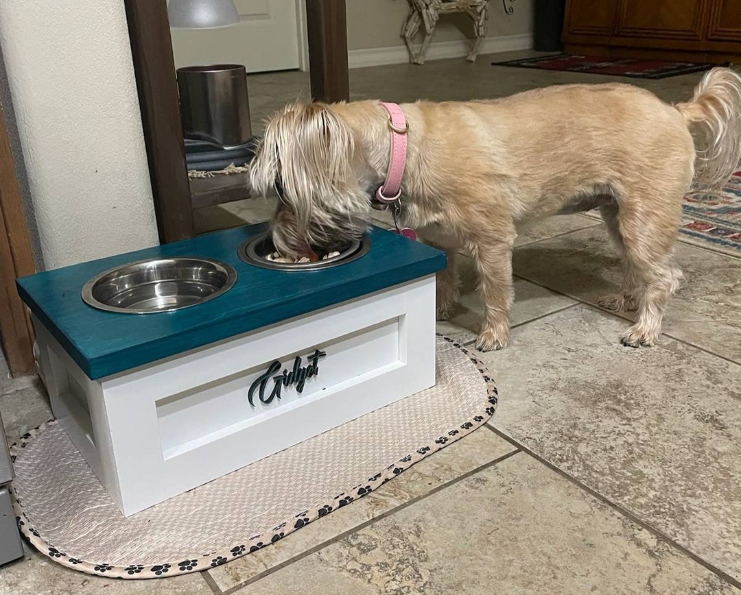 Extra Small Raised Elevated Dog Bowl Feeding Table Station Rustic ...