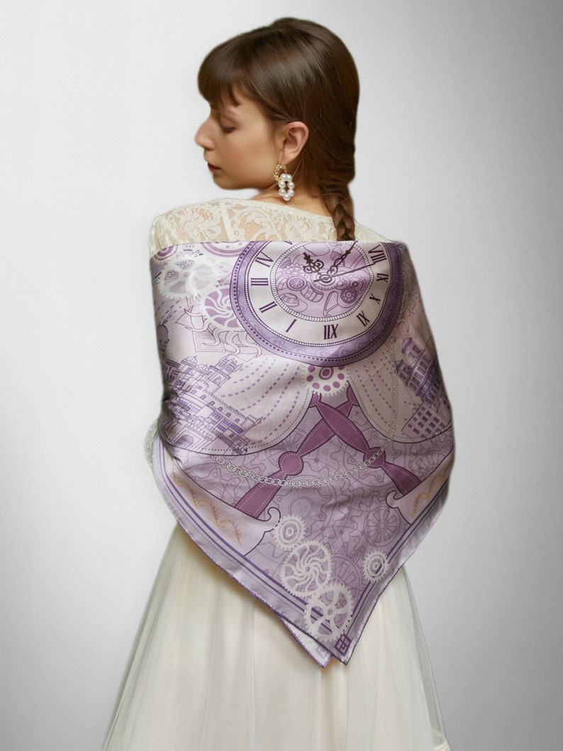 Time Hourglass Lavender Glamorous Silk Scarf for Women - Etsy