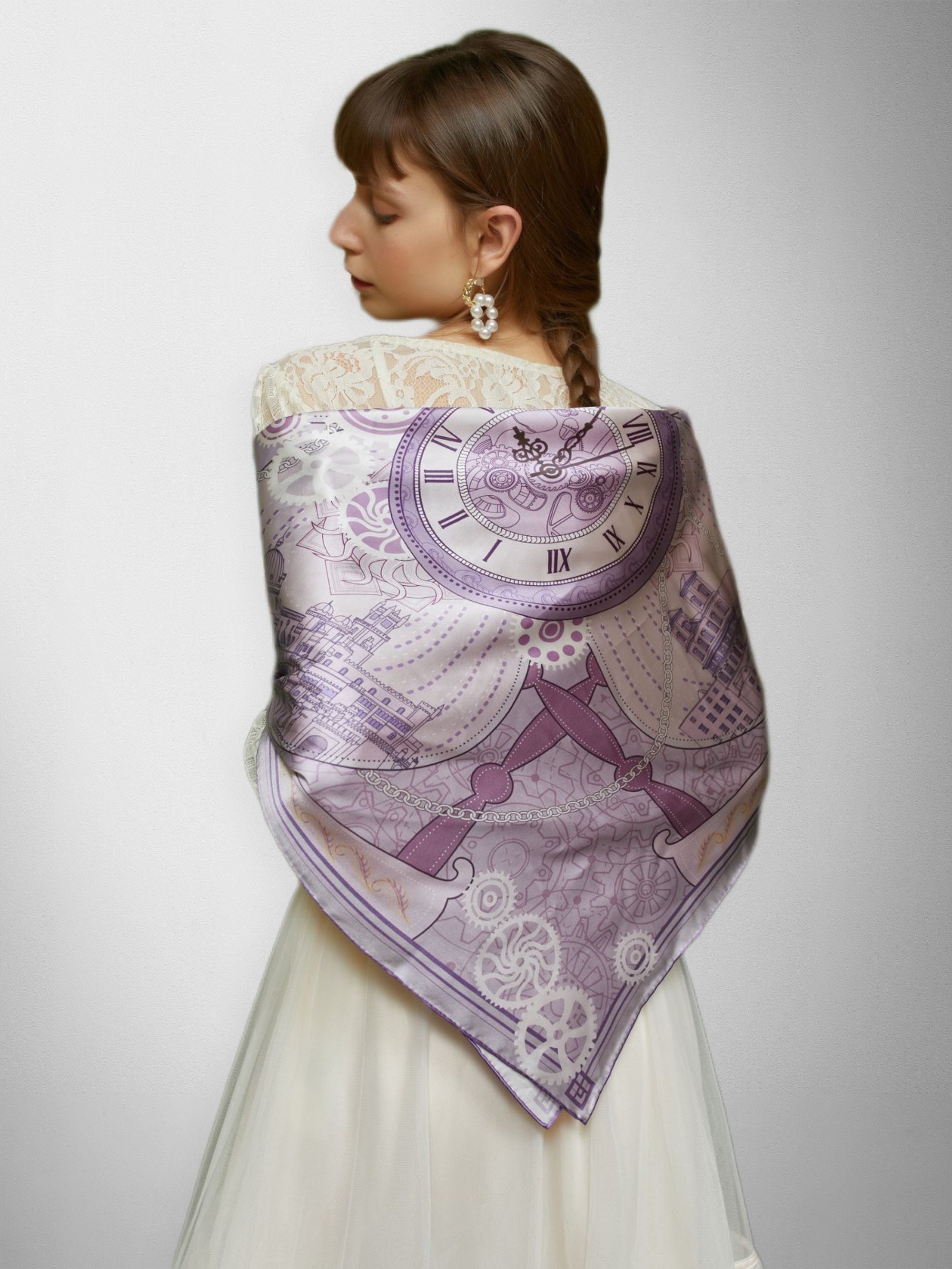 Time Hourglass Lavender Glamorous Silk Scarf for Women - Etsy