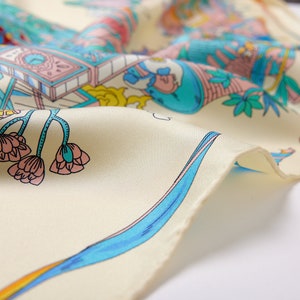 Land of Utopia Island Double Sides Printing Silk Square Scarf Foulard ...