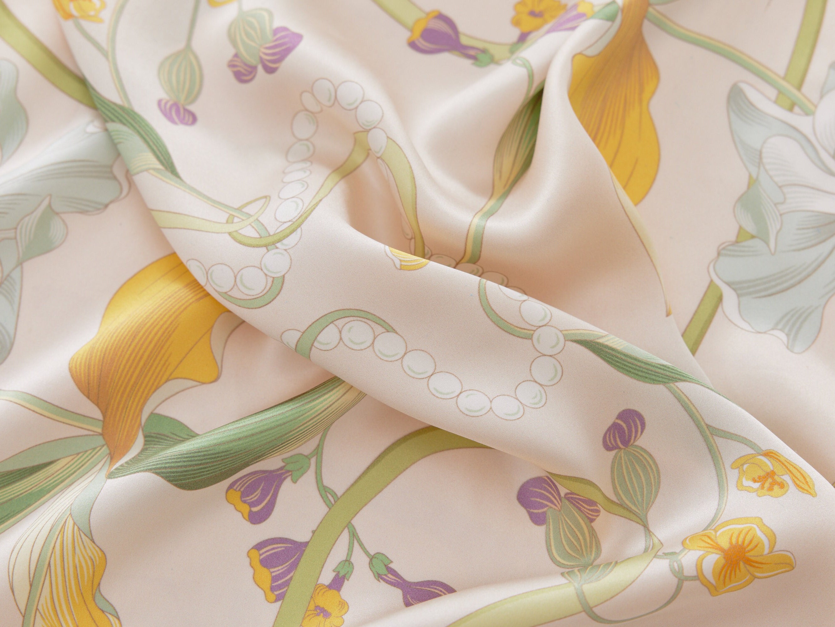 Magnolia Flower Double Sides Printing Silk Satin Square Scarf Foulard ...