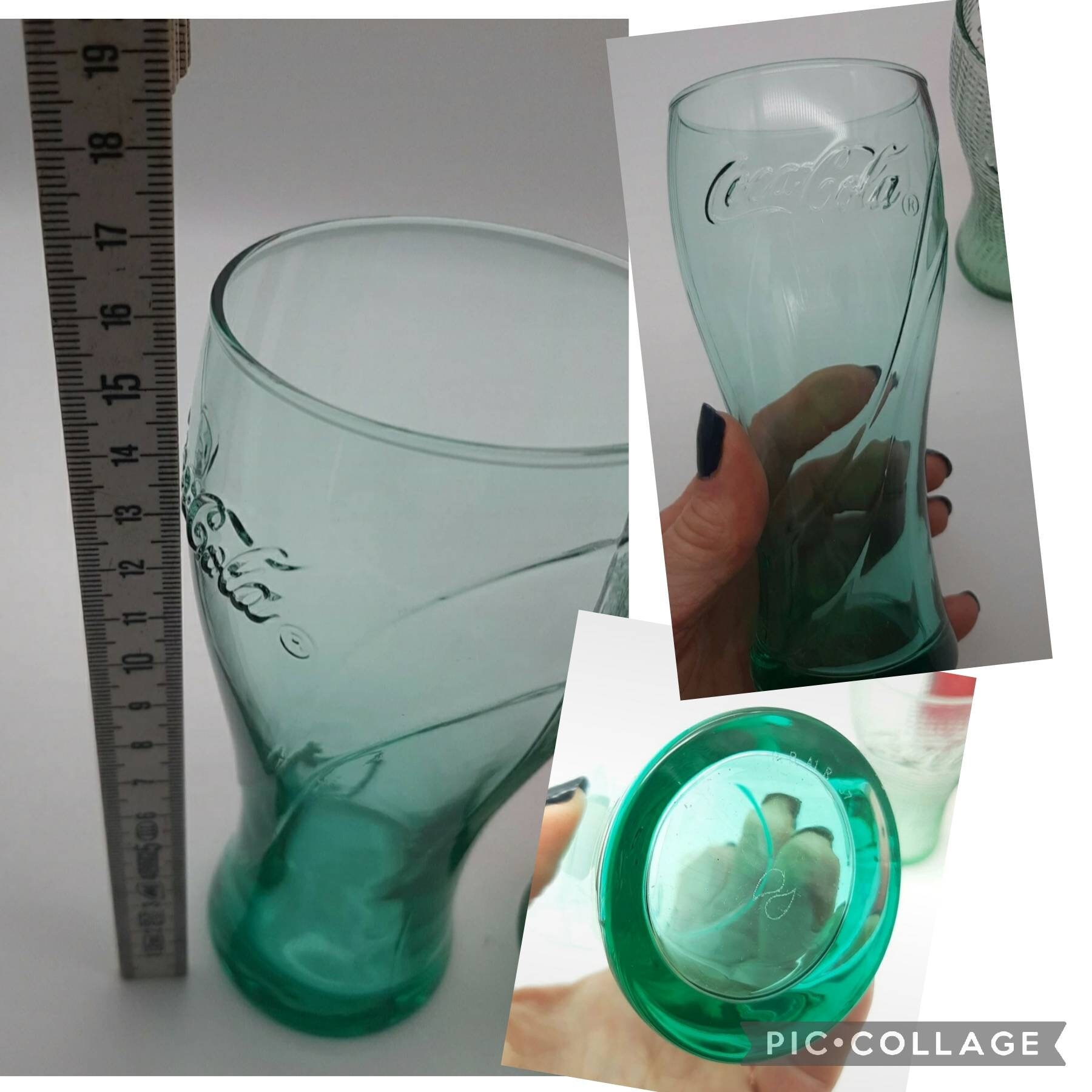 Cap Bottom Coca Cola Glass Old Smokey Glass Set 3 Red Green Blue ...