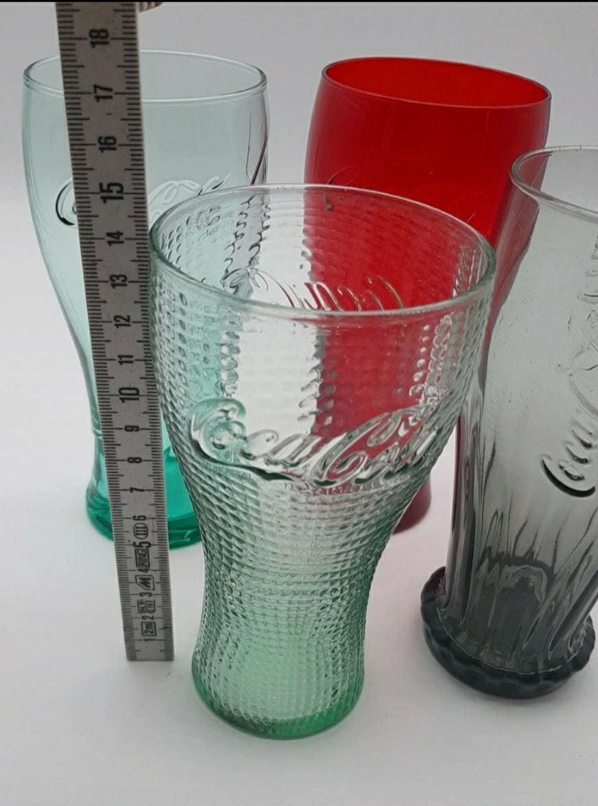 Cap Bottom Coca Cola Glass Old Smokey Glass Set 3 Red Green Blue ...