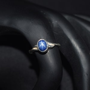 Blue Star Sapphire Ring: Handmade 925 Sterling Silver Gemstone Jewelry ...