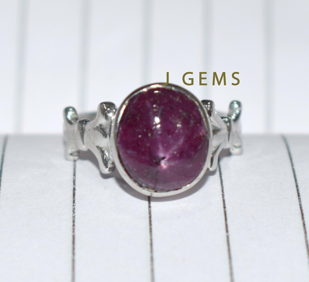 Red Star Ruby Ring: Sterling Silver Lindy Star Gemstone Accent - Etsy