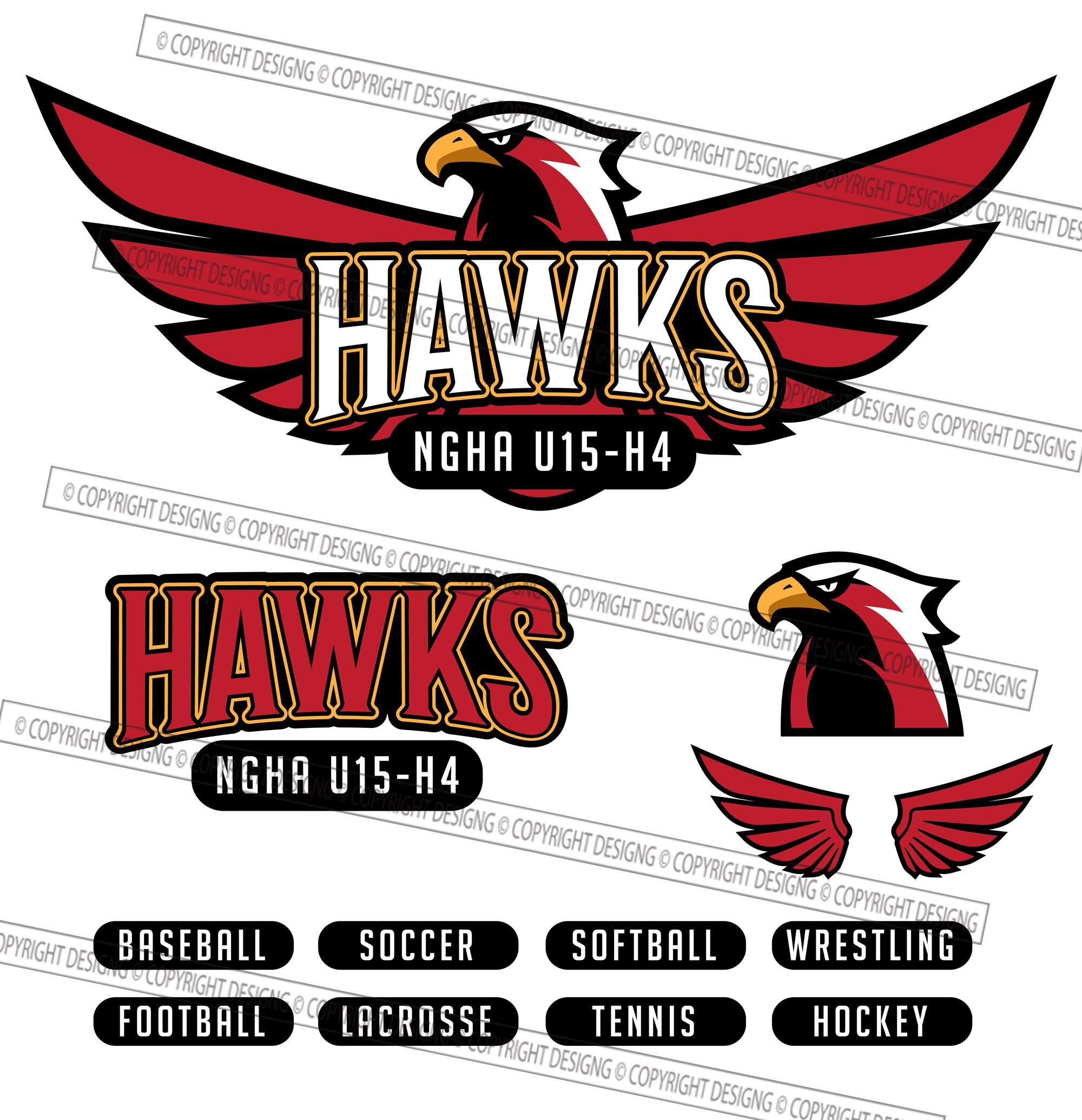Hawk 3 Mascot School Team Custom - Etsy