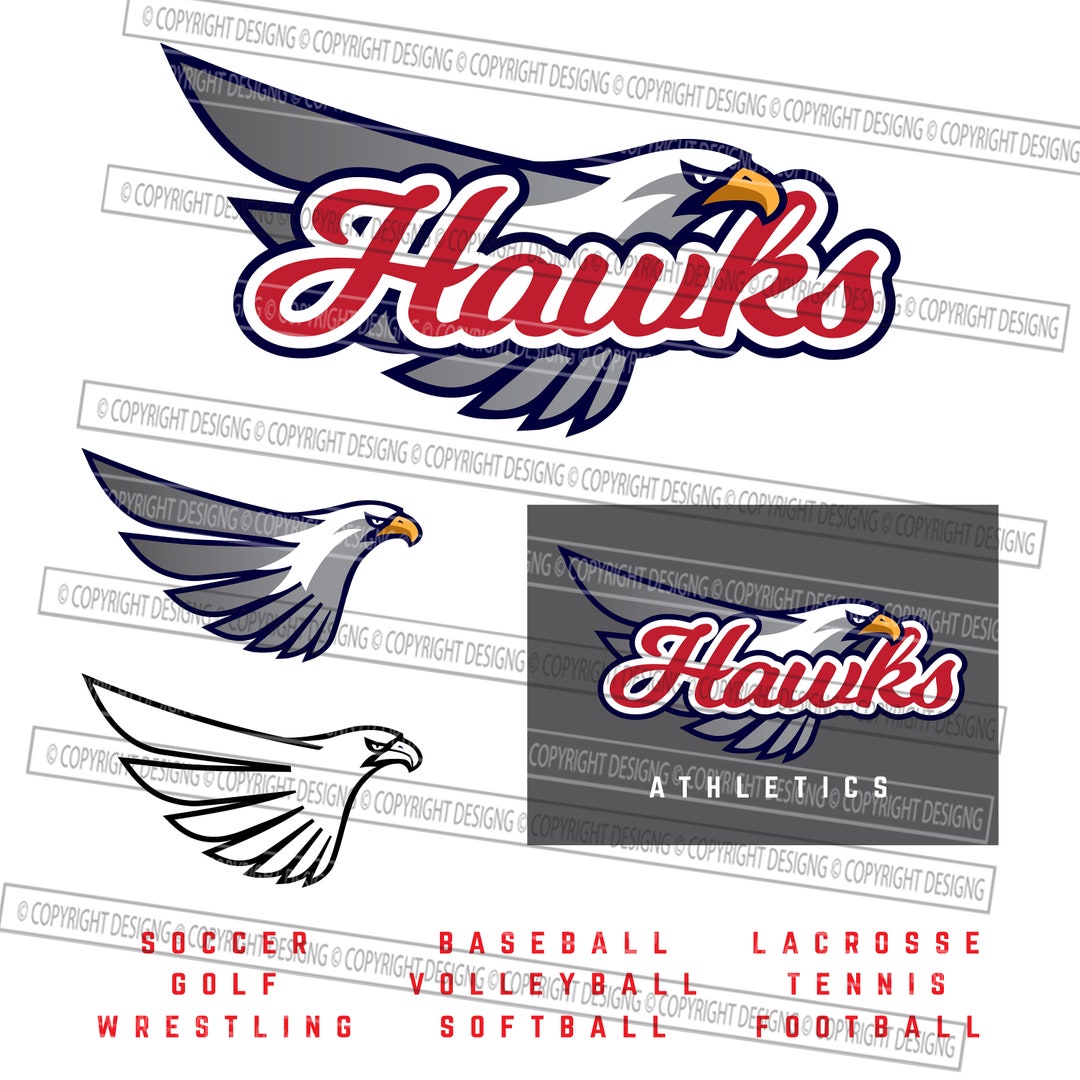 Hawk 2 Mascot School Team Sport Game Emblem Sign Club Logo Art Icon ...