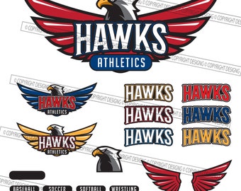 Hawk 3 Mascot School Team Sport Game Emblem Sign Club Logo Art Icon ...