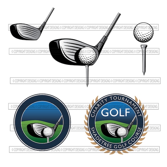 Golf Club Driver Golf Ball Golf Tee Art Logo Print Sports - Etsy