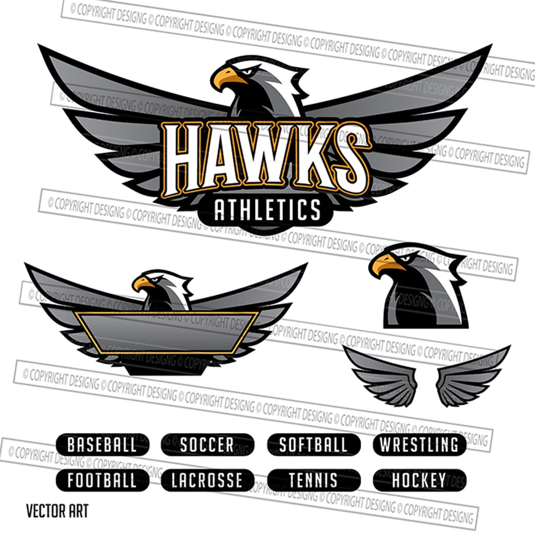 Hawk 3 Mascot School Team Sport Game Emblem Sign Club Logo Art Icon ...