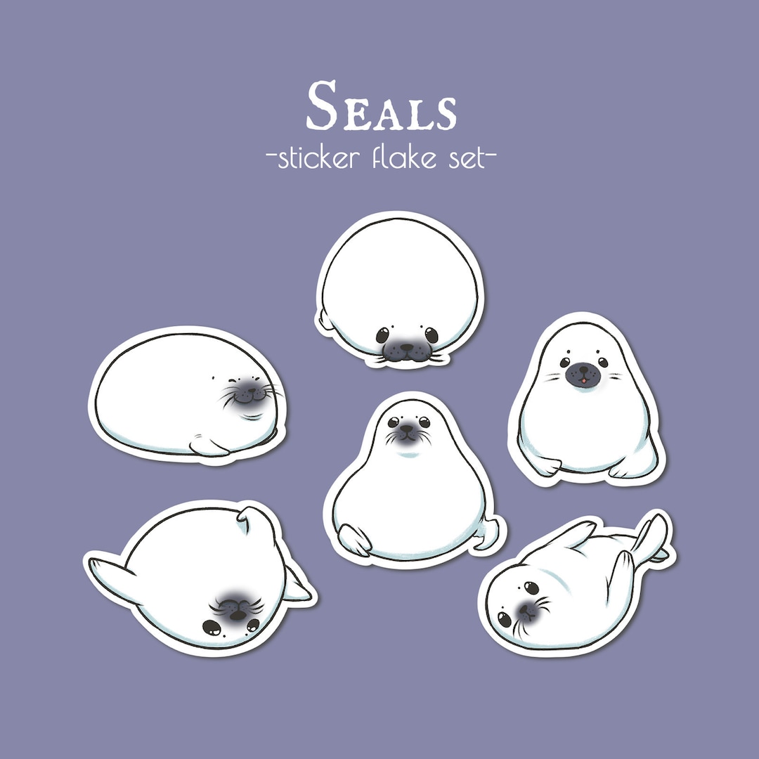 Waterproof Cute Seal Sticker Pack - Set of 6 | Arctic Animals | Die Cut ...