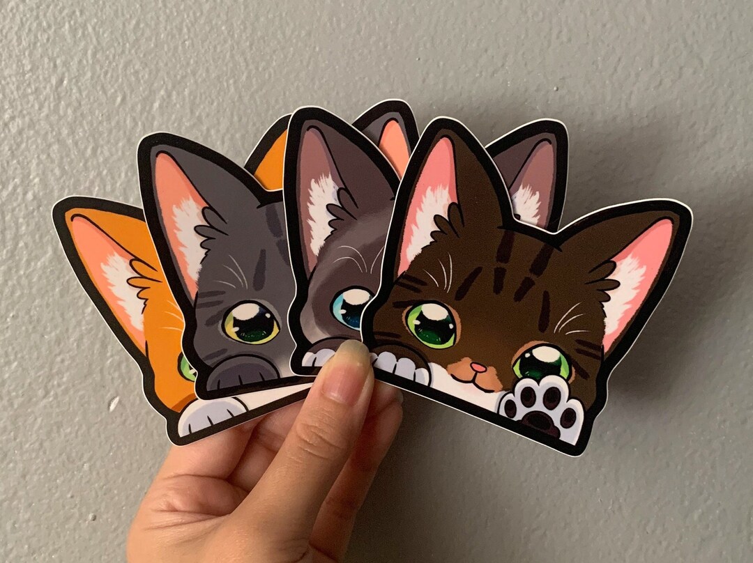 Cute Cat Peeker Stickers Weatherproof Uv-proof Vinyl Decals Stickers ...