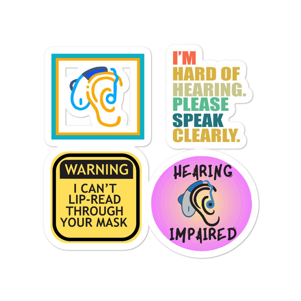 Hard of Hearing Sticker for Mask | Sticker Pack Emblem for the Hearing ...