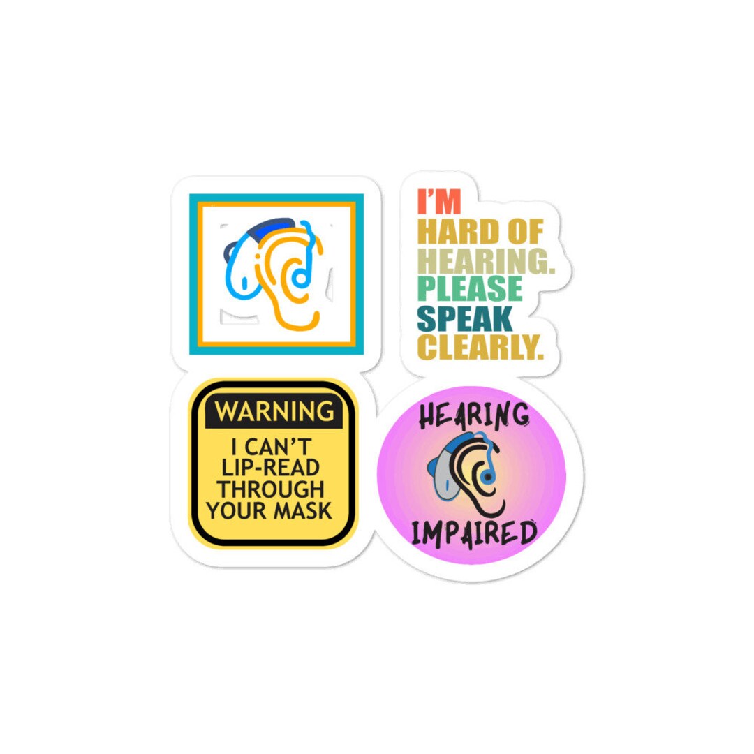 Hard of Hearing Sticker for Mask | Sticker Pack Emblem for the Hearing ...