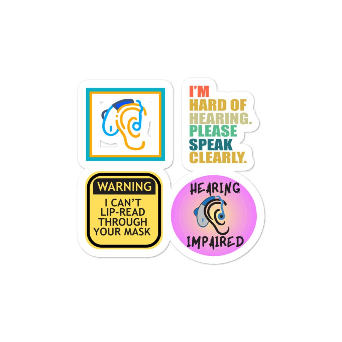 Hard of Hearing Sticker for Mask | Sticker Pack Emblem for the Hearing ...