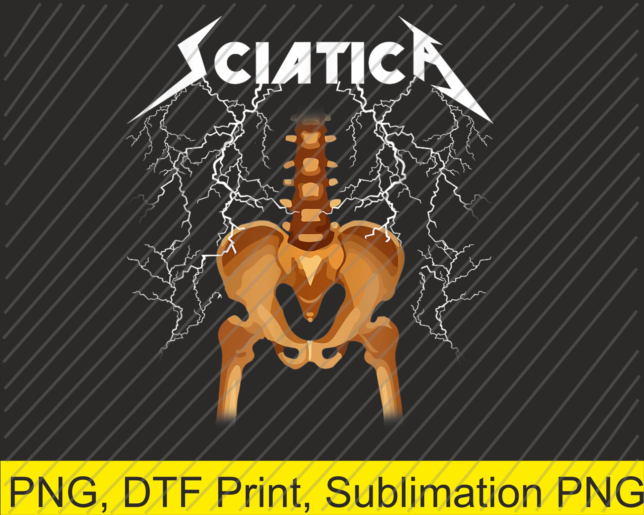 Sciatica Skeleton Nerve Rock Humor PNG | Digital Download | DTF Print ...