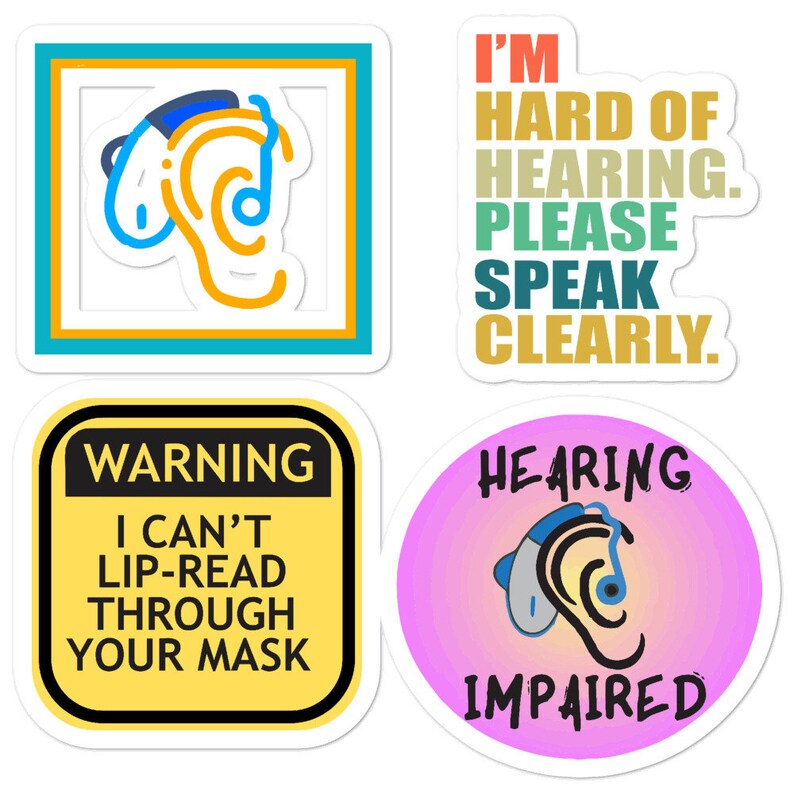 Hard of Hearing Sticker for Mask | Sticker Pack Emblem for the Hearing ...