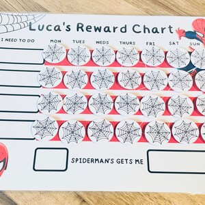 Personalised Spiderman Reward Chart,a4 Durable Re-usable Reward Chart ...