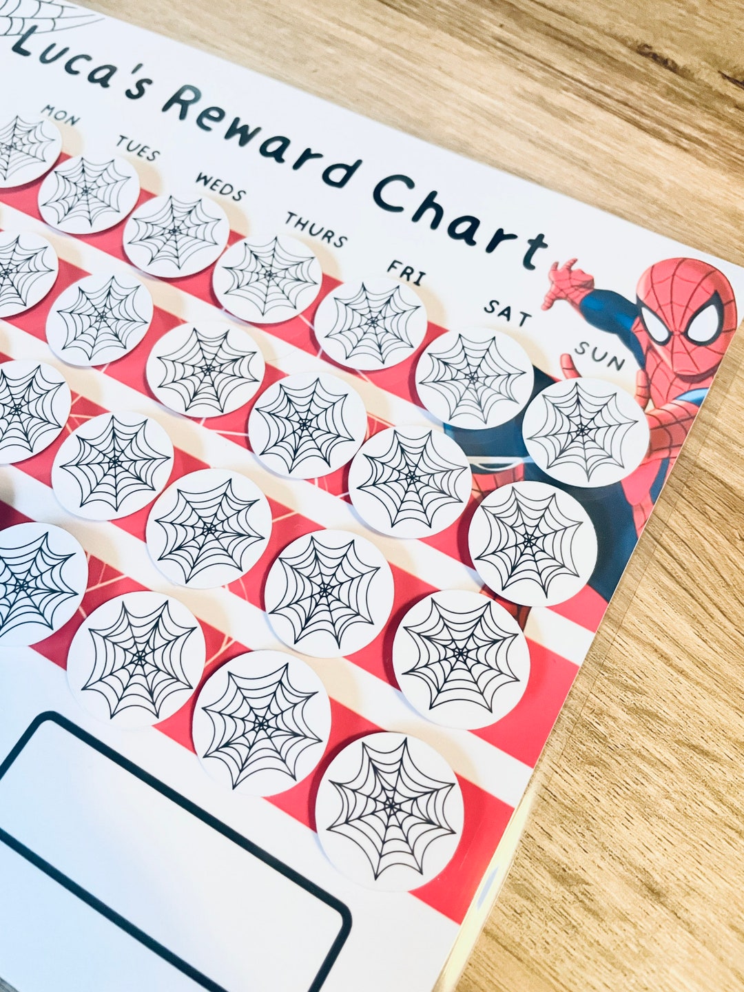 Personalised Spiderman Reward Chart,a4 Durable Re-usable Reward Chart ...