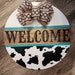 Cow Print Western Welcome Door Sign - Etsy