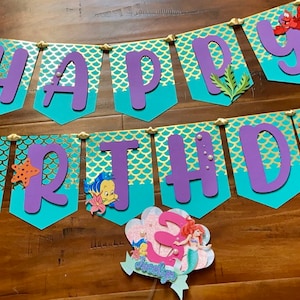 Little Mermaid Birthday Banner Little Mermaid Birthday Theme - Etsy