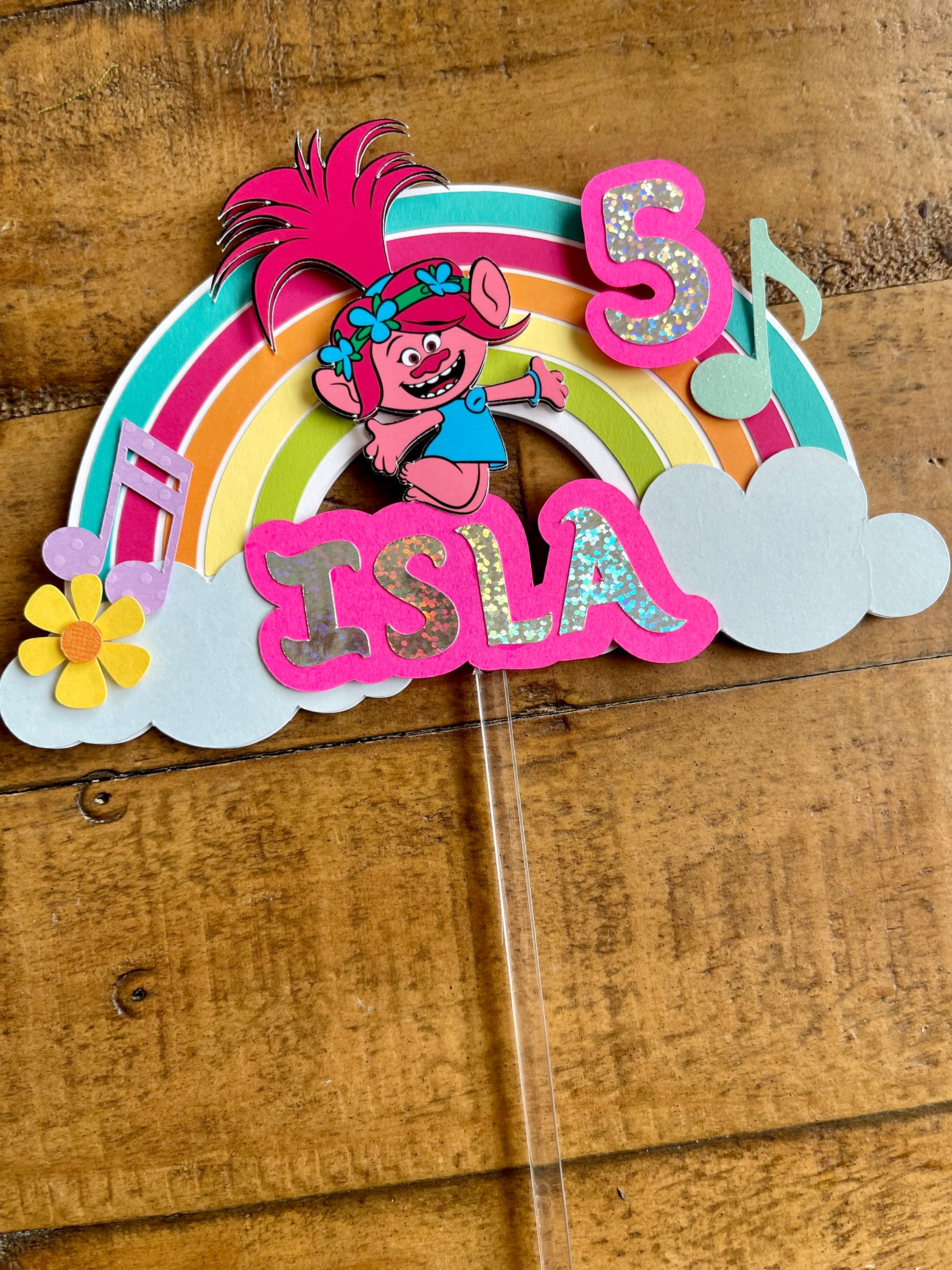 Trolls Theme Cake Topper, Simple Trolls Cake Topper, Personalized Cake ...