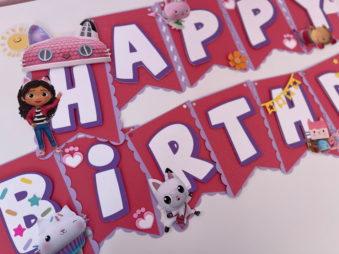 Gabby’s Dollhouse Birthday Banner, Gabby’s Dollhouse Birthday Theme, Cat-tastic Birthday Party ...