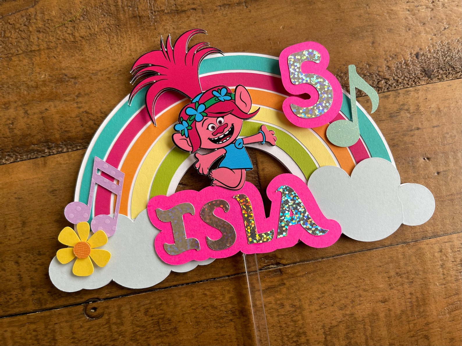 Trolls Theme Cake Topper, Simple Trolls Cake Topper, Personalized Cake ...