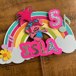 Trolls Theme Cake Topper, Simple Trolls Cake Topper, Personalized Cake ...