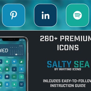 280 Premium IOS 14 Icons Pack Salty Sea Custom iPhone Icons Social ...