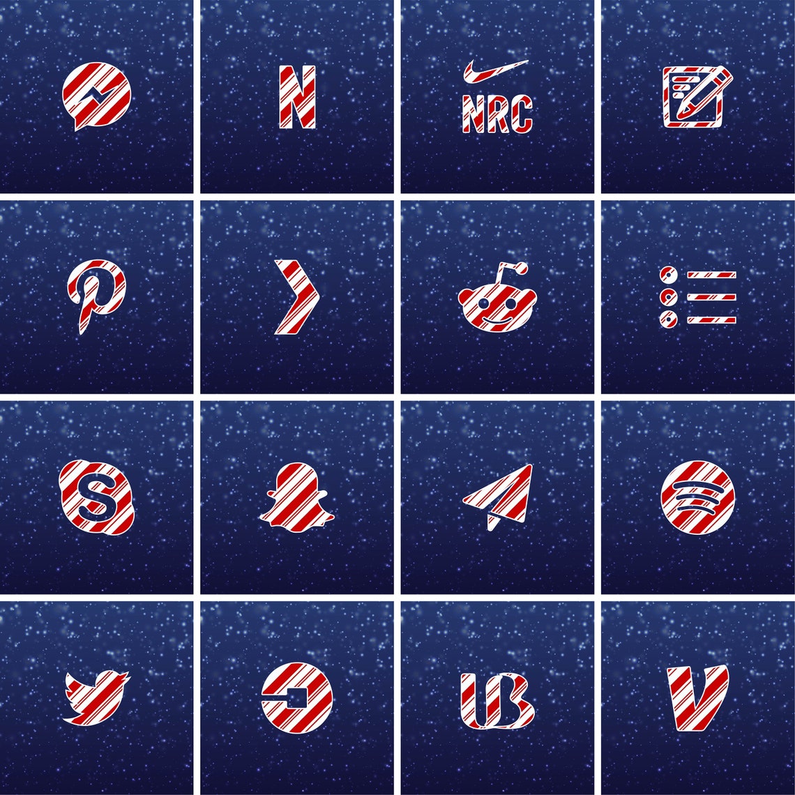 70 Premium IOS 14 Icons Pack Candy Cane Custom iPhone Icons Social ...