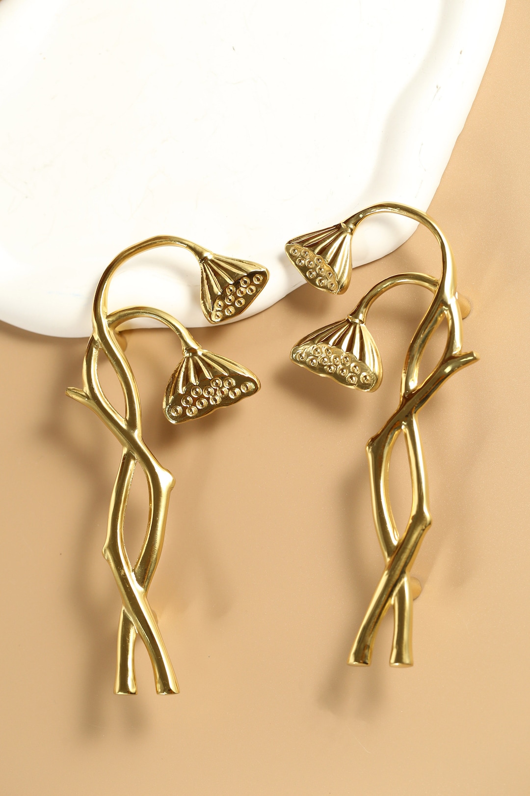 Brass Lotus Root Branch Cabinet Pulls Handles Knobs Drawer Pull Handles ...