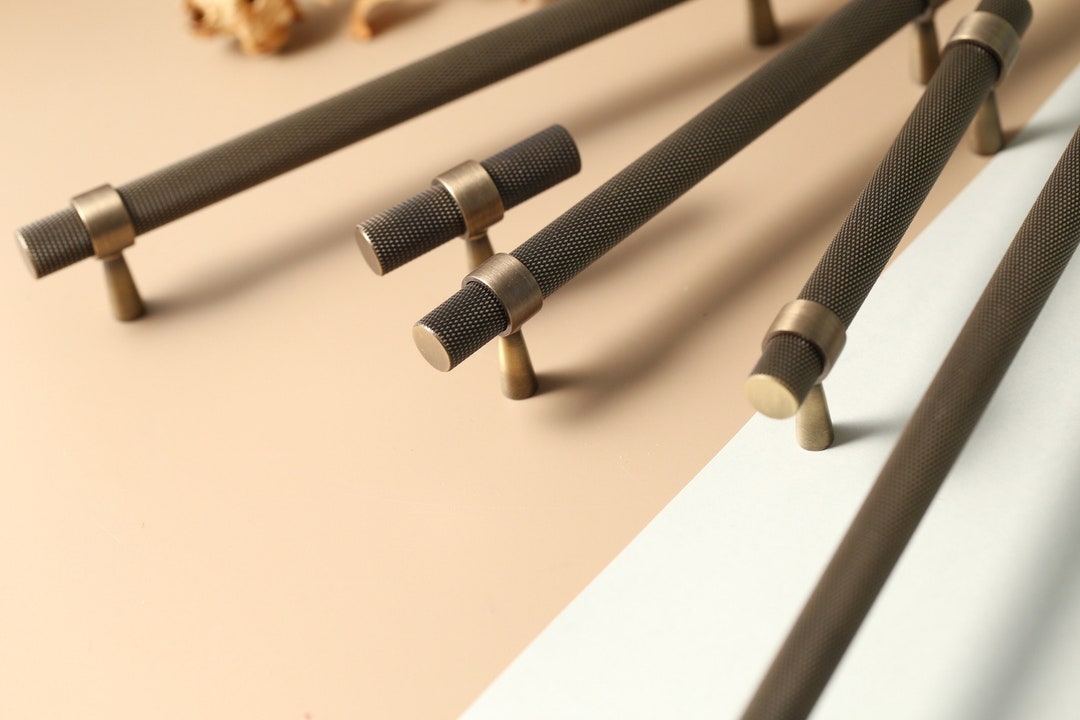 Antique Bronze Knurled Cabinet Handles Knobs, Bronze Drawer Pulls ...
