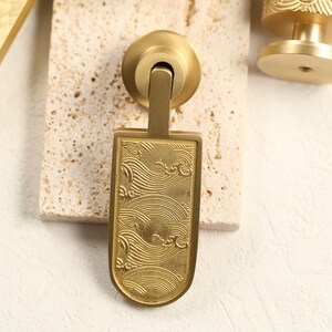 Sea Wave Brass Cabinet Knobs Pulls Handles, Morden Drop Drawer Pull ...