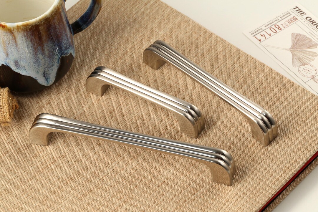 Modern Brushed Silver Cabinet Knobs Kitchen Handles Metal Furniture Handles Drawer Dresser ...