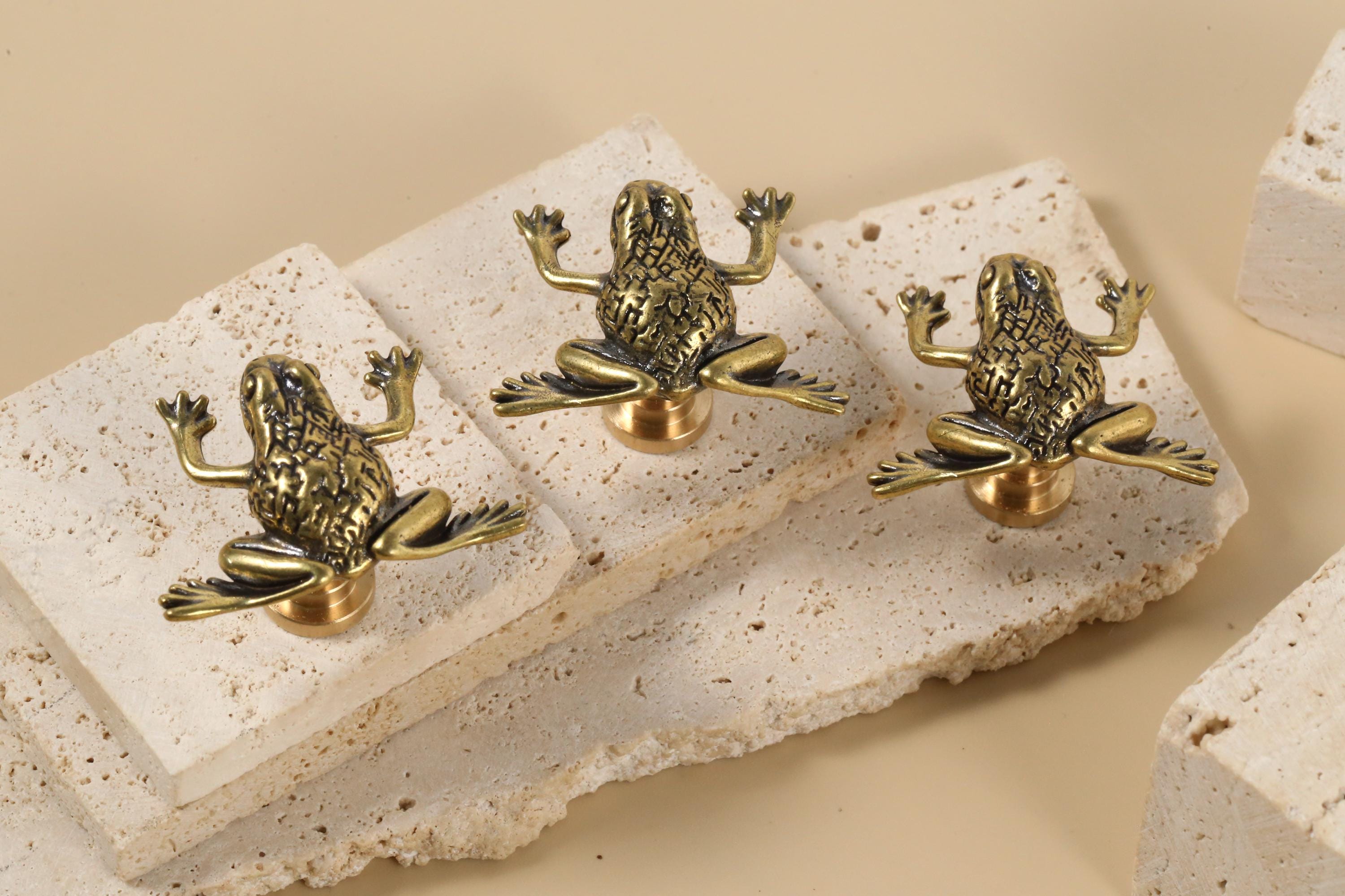 Frog Brass Drawer Knob/ Handmade Antique Brass Decorative Door Handle ...