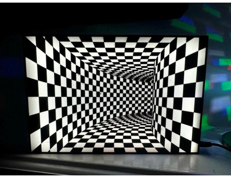 3D Printed Optical Illusion Lightbox Lamp: Geometric LED Night Light - Etsy
