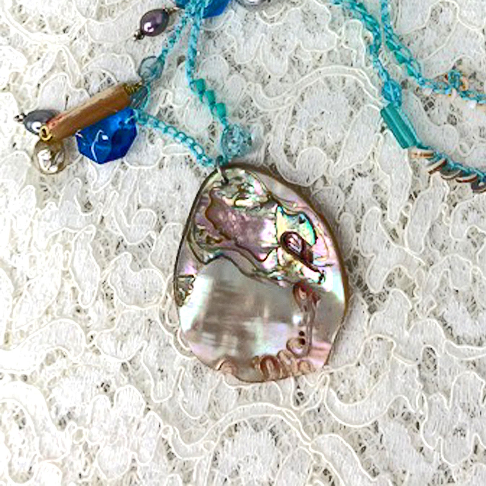 Albacore Shell Beaded Vintage Jewelry Necklace-reduced - Etsy