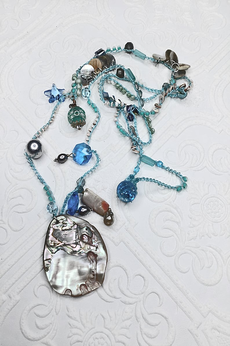 Albacore Shell Beaded Vintage Jewelry Necklace-reduced - Etsy