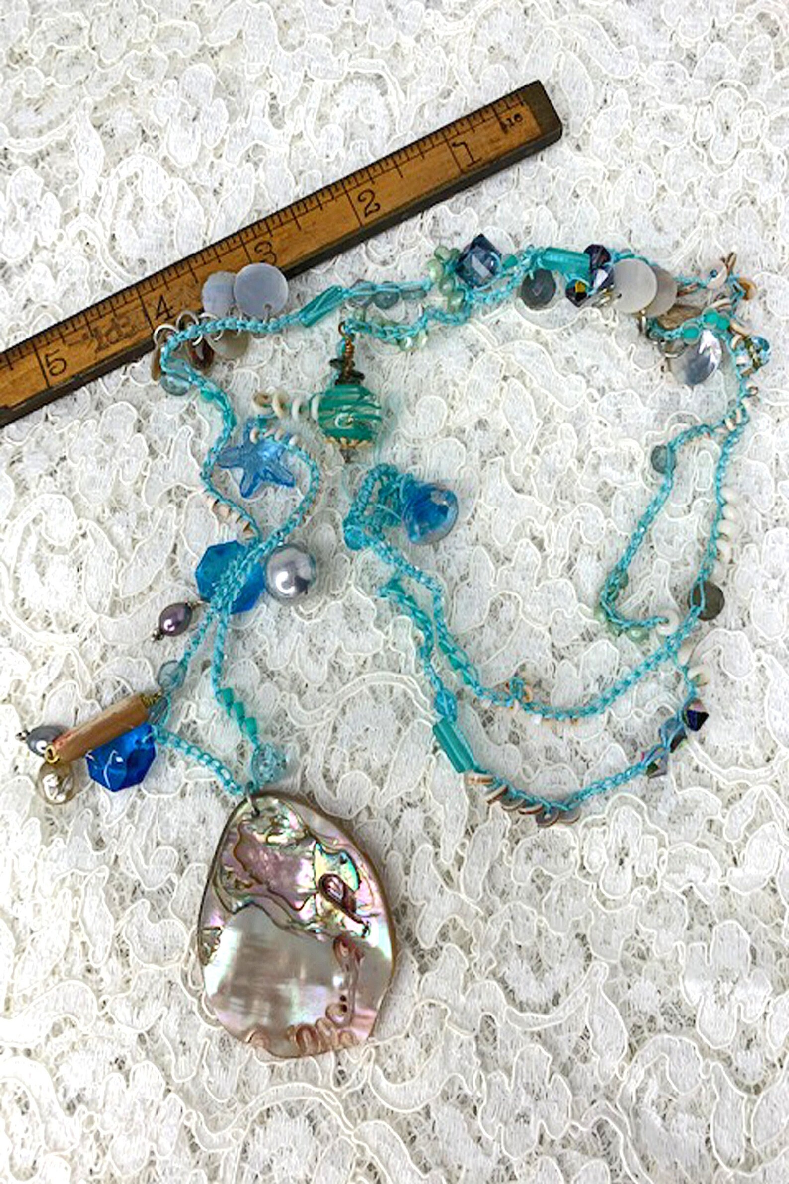 Albacore Shell Beaded Vintage Jewelry Necklace-reduced - Etsy