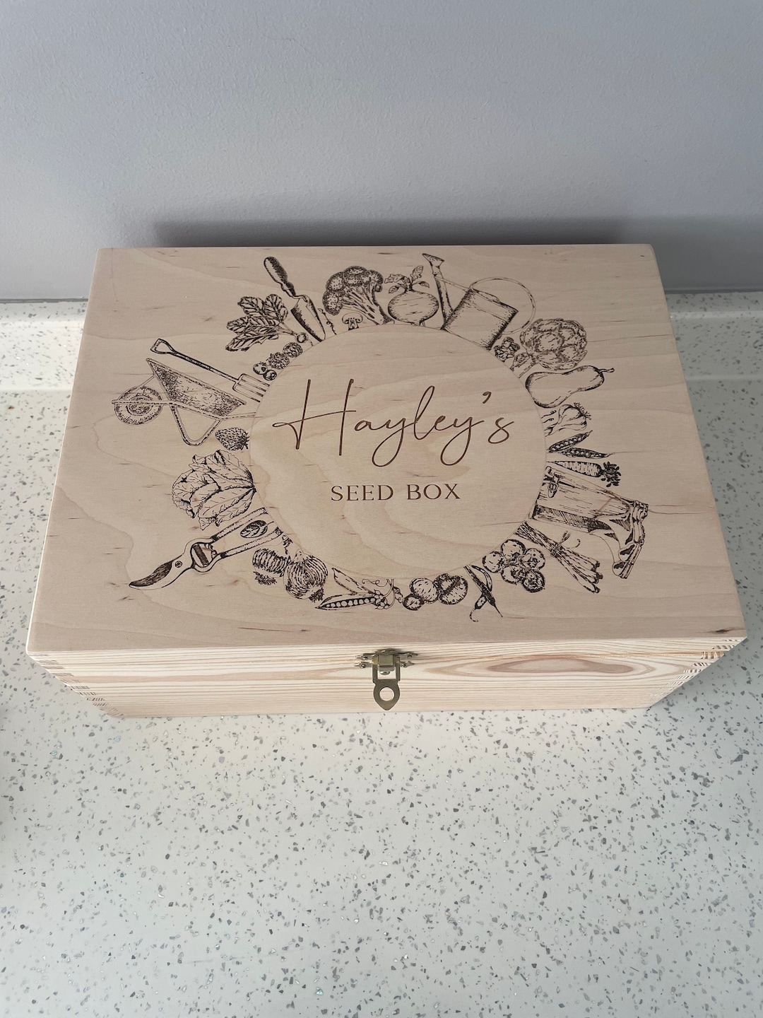 Seed Box - Engraved Personalised XL Solid Pine Box. Optional ...