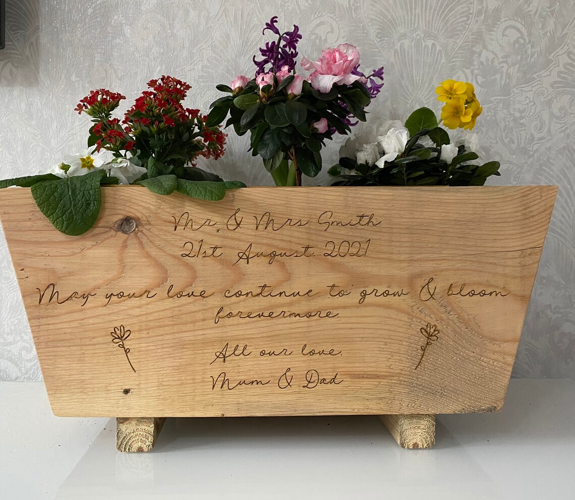 Personalised Outdoor Rustic Planter | Etsy