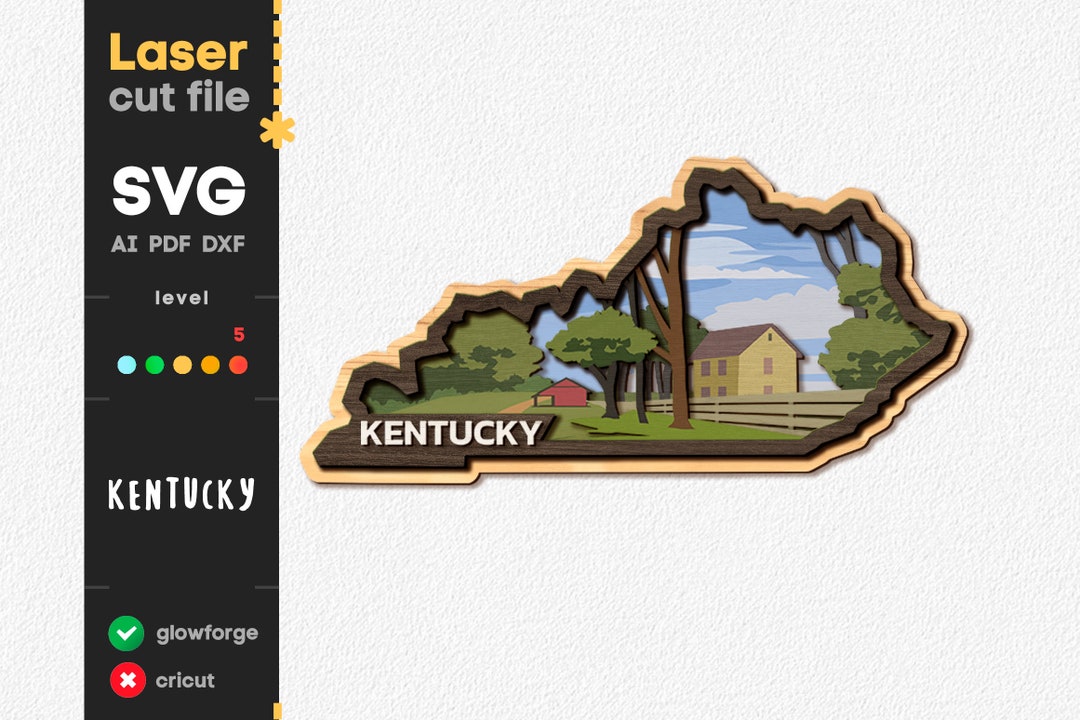 Kentucky SVG. Laser Cut File for Glowforge, American States Svg Dxf Ai ...