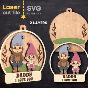 Gnome Family SVG Bundle. Laser Cut File for Glowforge, Love Mom Daddy ...
