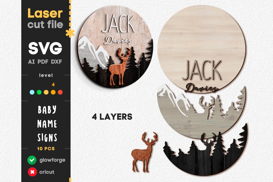 Baby Name Sign SVG Bundle. Laser Cut File for Glowforge Set - Etsy