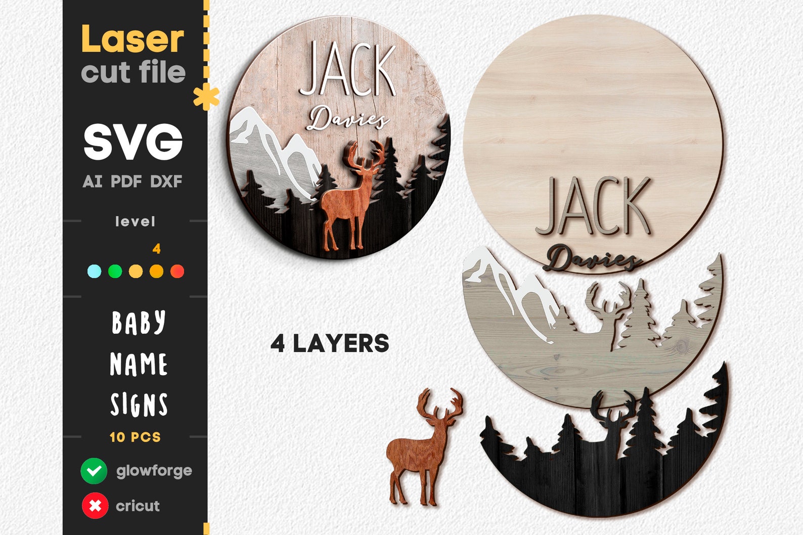 Baby Name Sign SVG Bundle. Laser Cut File for Glowforge Set - Etsy