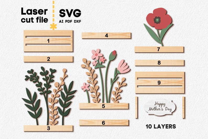 Mother's Day Flower Box SVG. Laser Cut File for Glowforge - Etsy