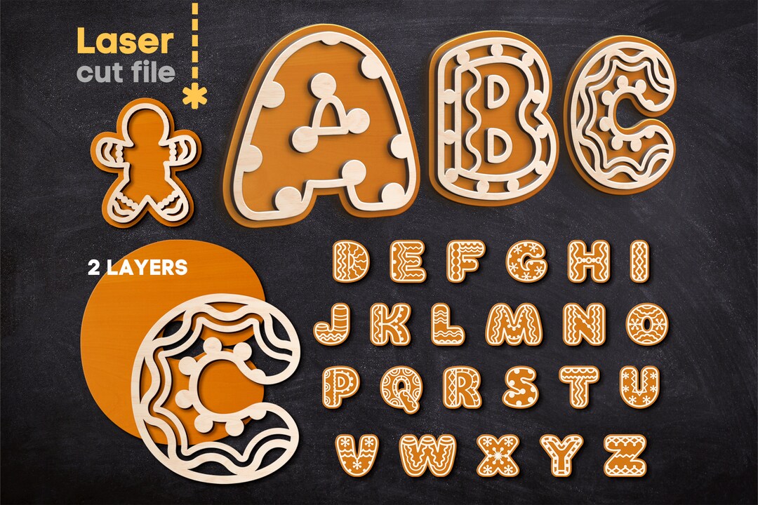 Christmas Alphabet SVG Bundle Laser Cut File for Glowforge Cricut ...