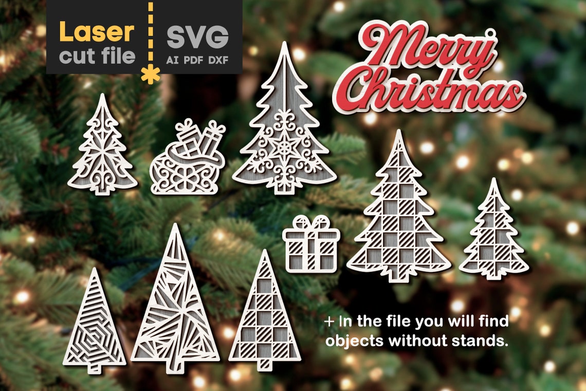 Christmas Tree SVG Bundle. Laser Cut File for Glowforge - Etsy